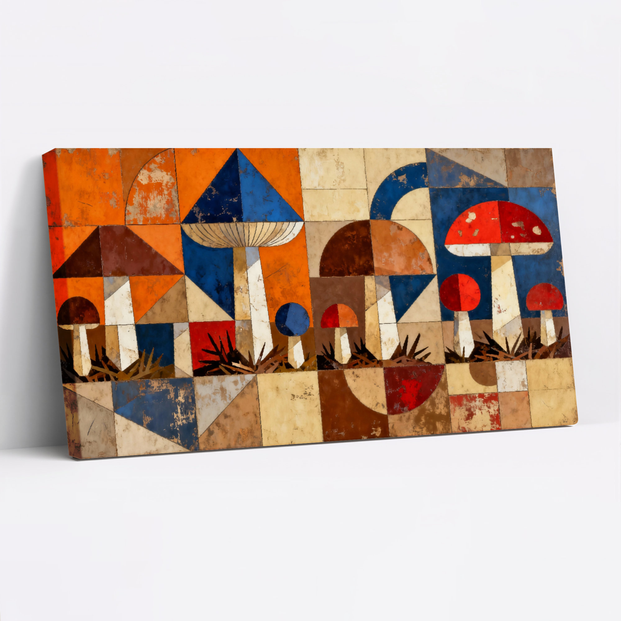 George Oliver Geometric Mushroom Pattern Abstract Art Canvas Wrapped ...