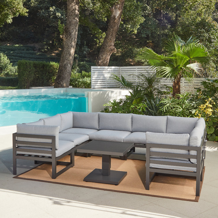 Brayden Studio Bajrush 8 - Person Garden Lounge Set with Cushions ...