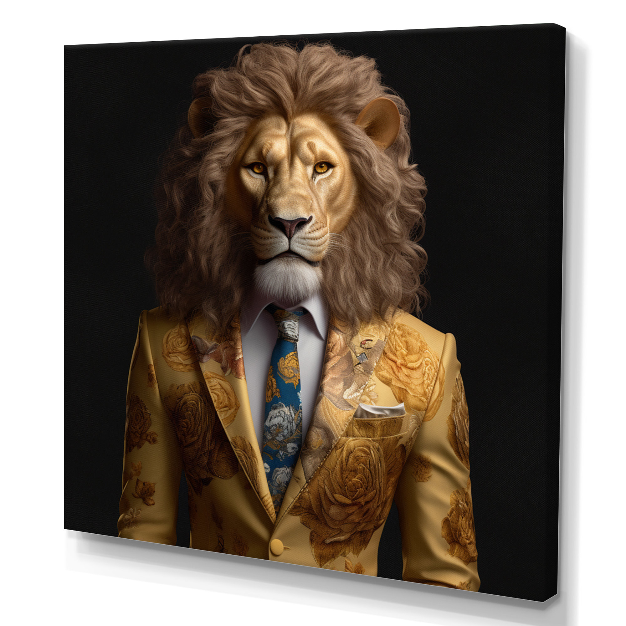 Trinx Yellow Lion In Suit - Lion Fashion Wall Art | Wayfair