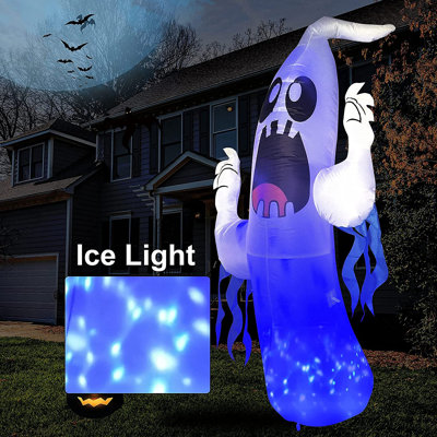 The Holiday Aisle® Ghost with Ice Light and Blue Ribbon Inflatable ...