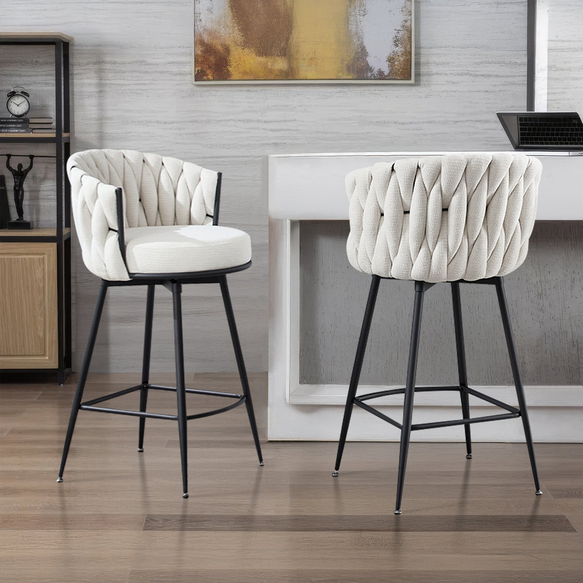 Corrigan Studio® Swivel Bar Stool With Curved Weaving Design & Reviews ...