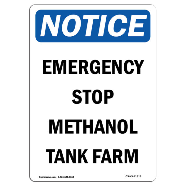 SignMission Emergency Stop Methanol Tank Farm Sign | Wayfair