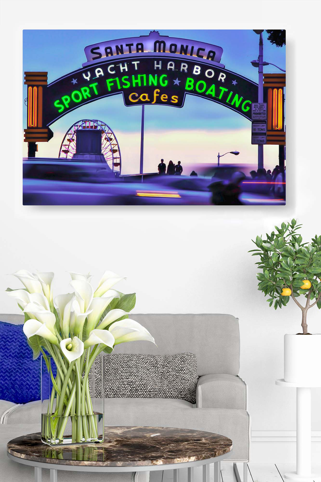 Latitude Run® Santa Monica Pier, Santa Monica, Yacht Harbor Sign, Blue ...