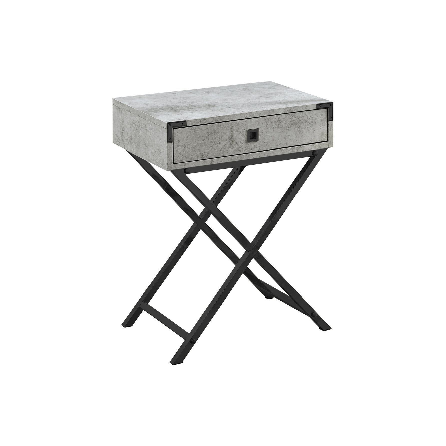17 Stories Versatile Accent Table With Grey Top And Black Metal Leg ...