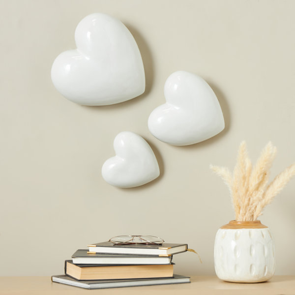 Latitude Run® Cole And Grey Ceramic Slanted Heart Home Wall Decor With ...