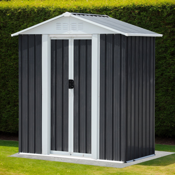 iYofe ??5X3ft Dark Grey Outdoor Storage Shed, Military-Grade Rustproof ...