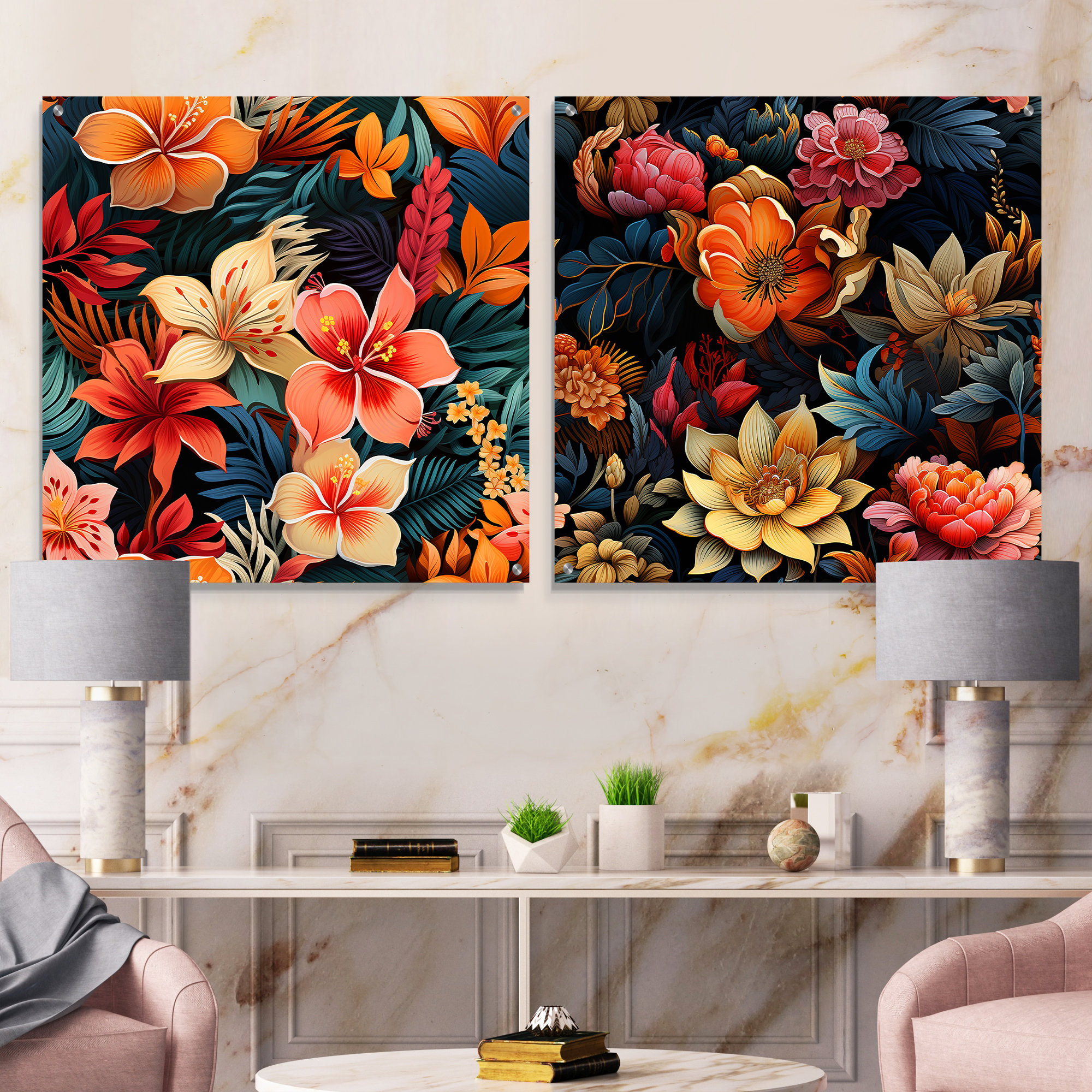 Design Art Playful Multicolor Jungle Botanical Pattern - Abstract ...