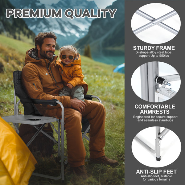 George Oliver Oversized Heated Camping Chair, Portable Directors Chair ...