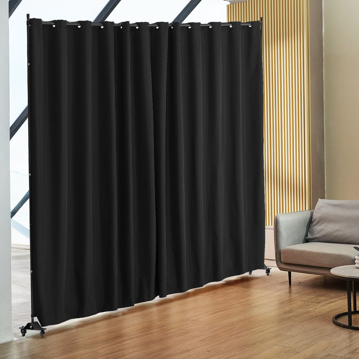 Ebern Designs Room Divider Portable Panel Room Divider with Wheels ...