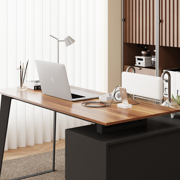 17 Stories 54.3 '' W L-Shaped Computer Desk With 40 '' W Little ...