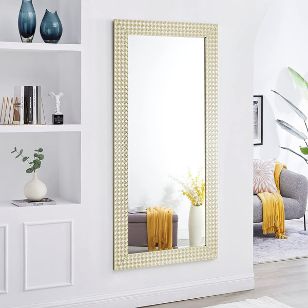 Latitude Run® Jadeah Beaded Framed Mirror, 66" x 32" Full Length Mirror ...
