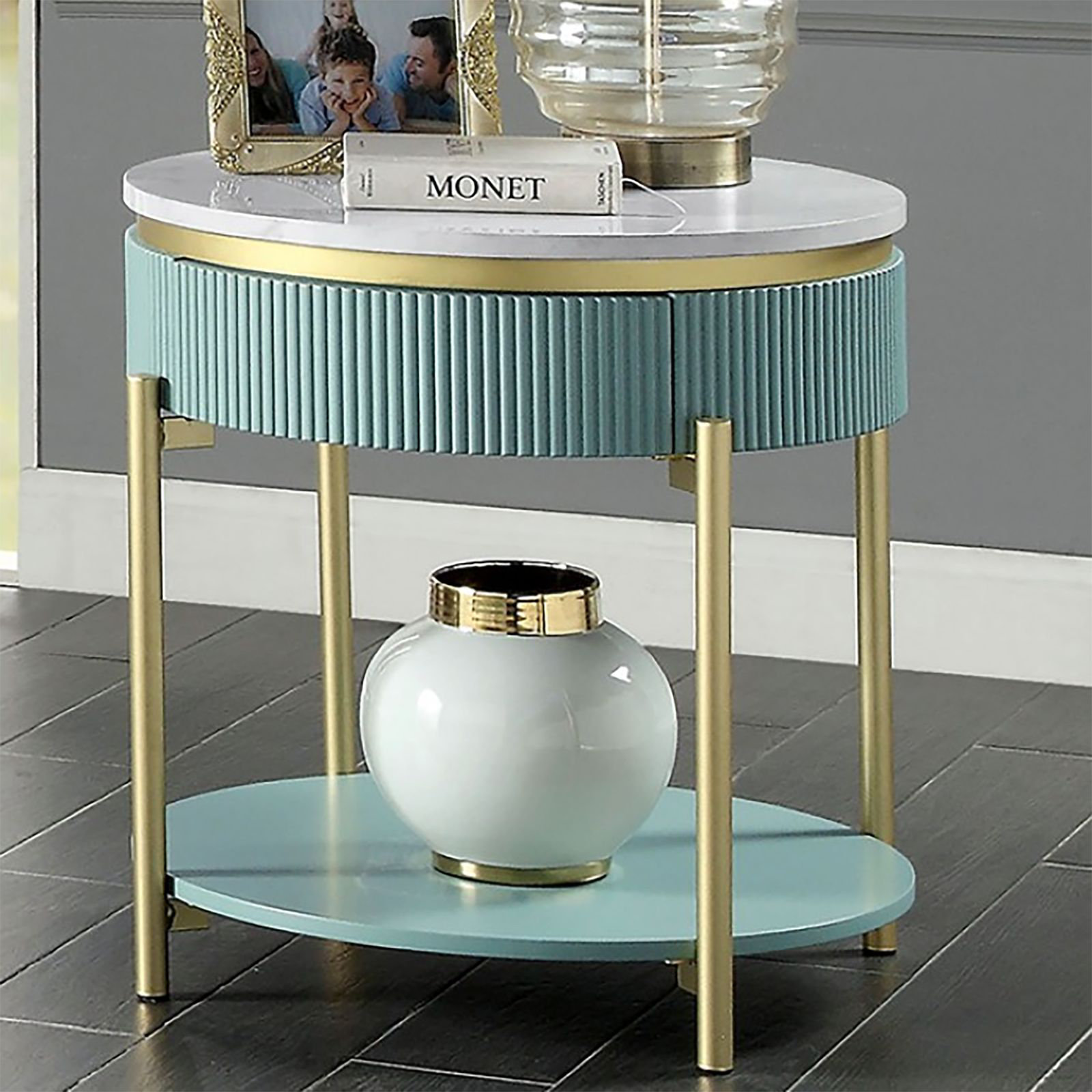 Andrew Home Studio Harelkin Trestle End Table with Storage | Wayfair