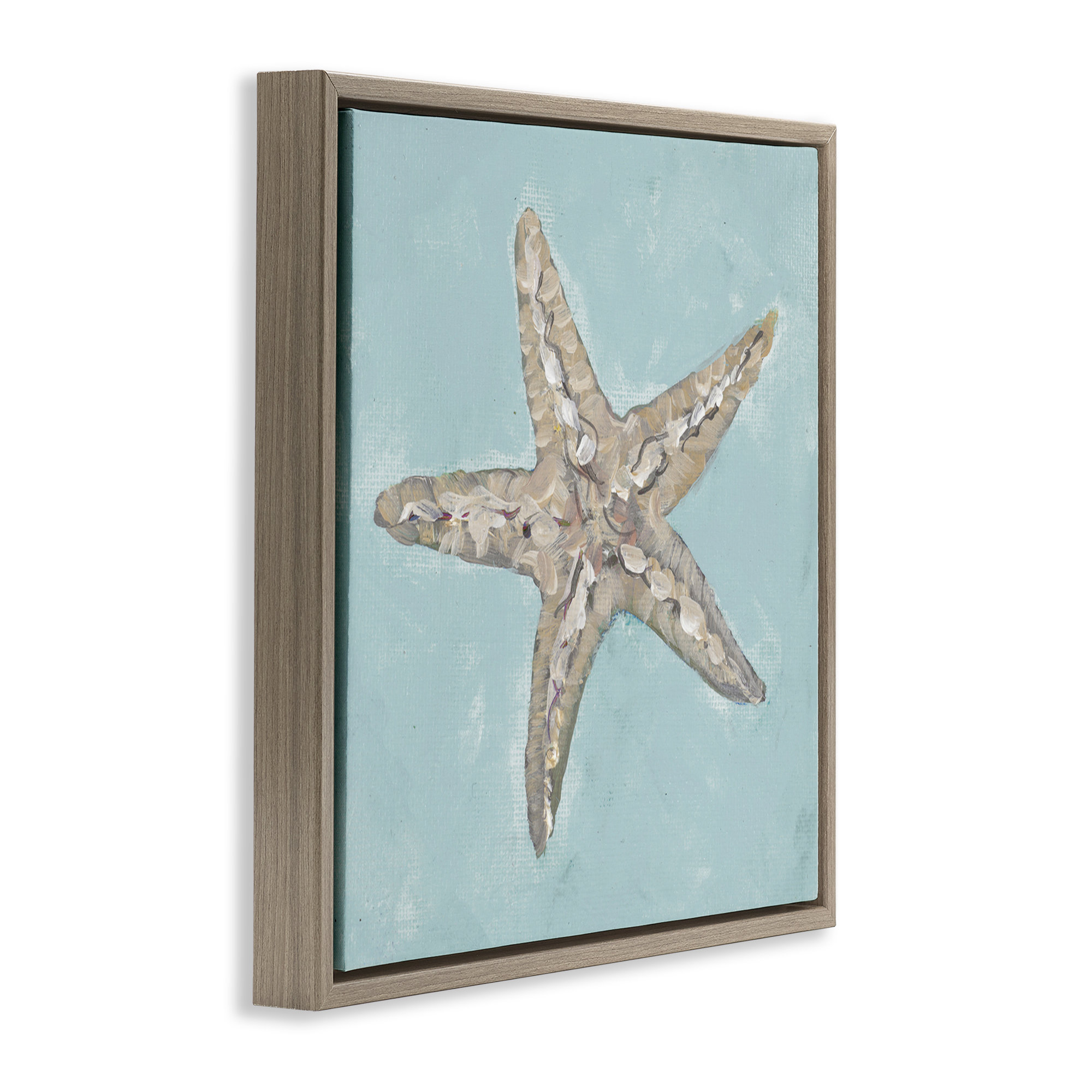 Dovecove Blue Starfish Impression Framed Floater Canvas Wall Art by ...