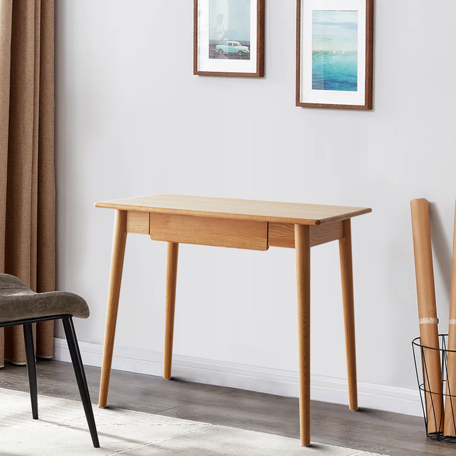 George Oliver 100% solid wood oak wood computer desk study desk with ...