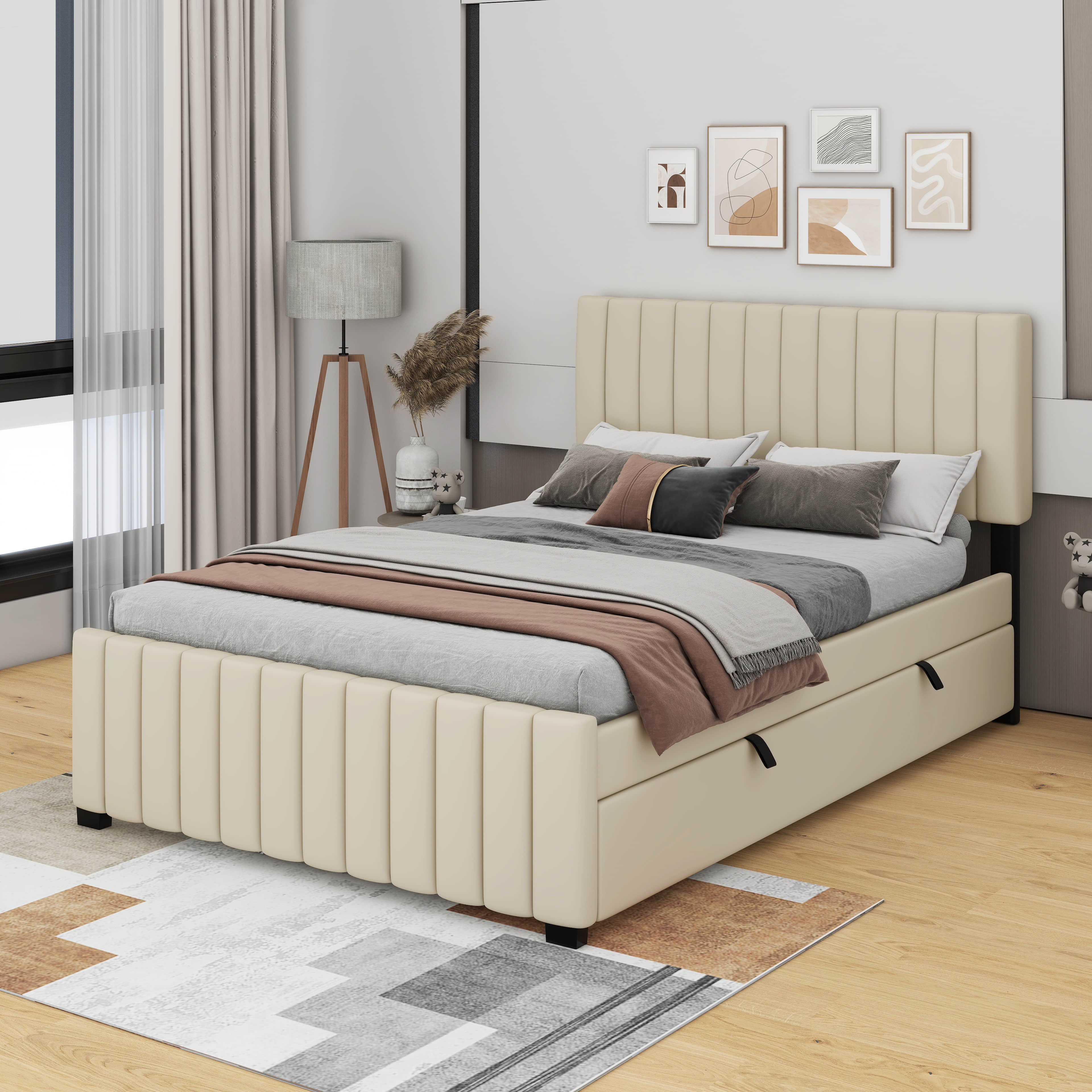 Mercer41 Lit plateforme double en velours avec lit gigogne - Wayfair Canada