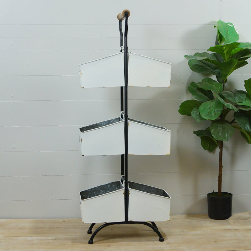 August Grove® VIP Metal 38 in. White Three Tiered Market Bin | Wayfair