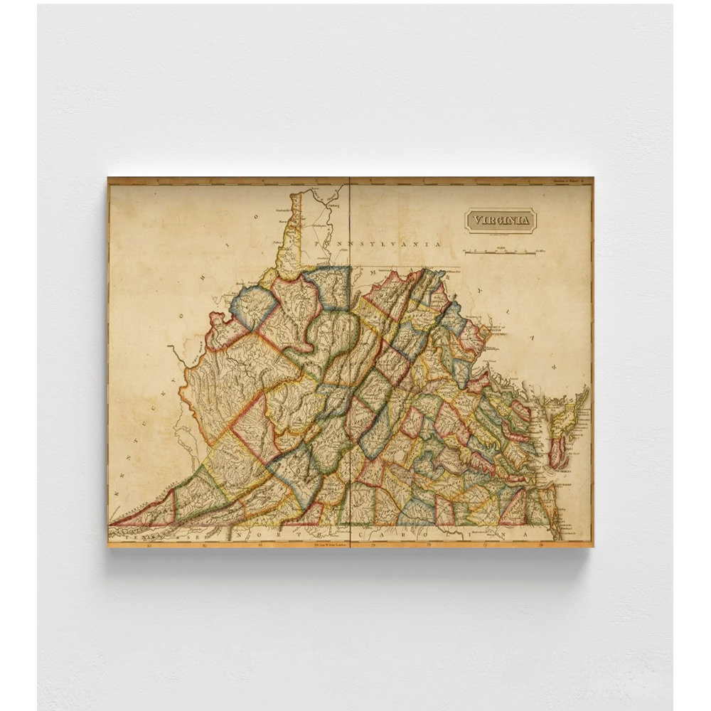 WeFrameArt Virginia 1817, US State Map Poster Print, American Map Decor ...
