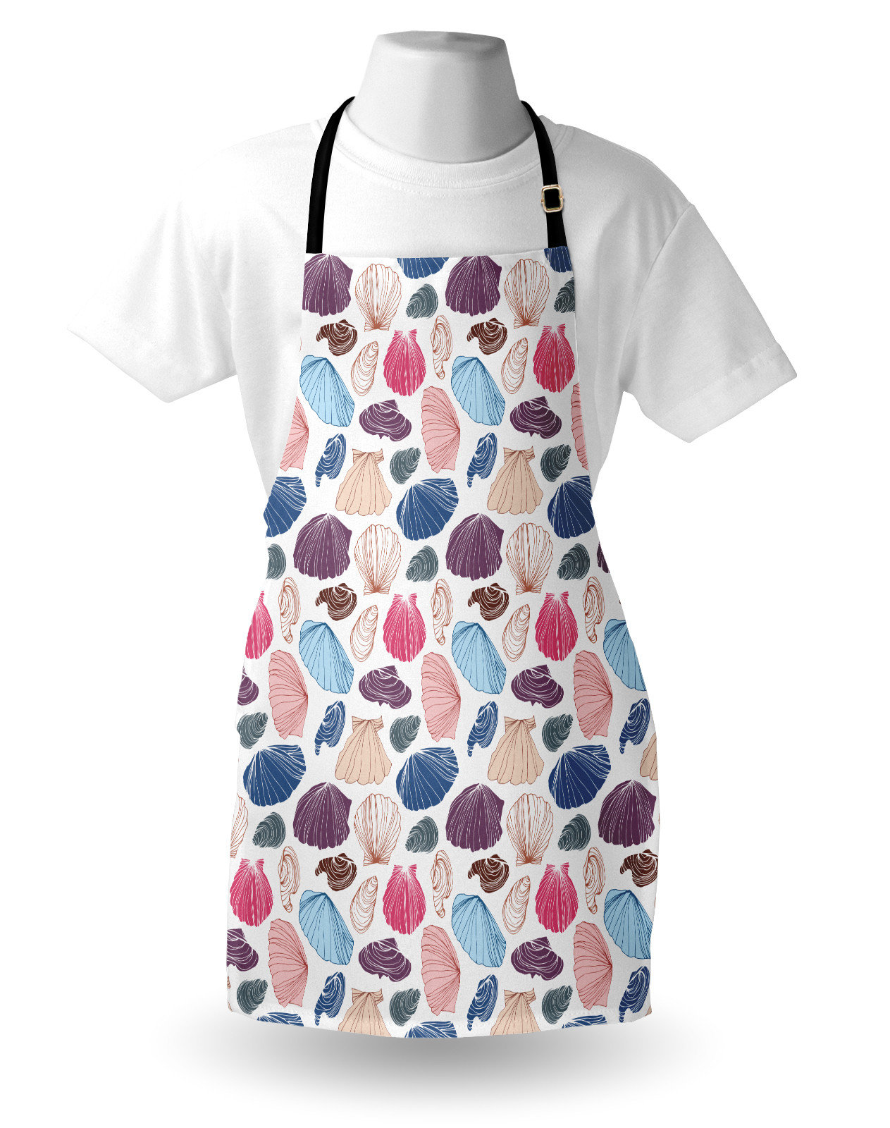 East Urban Home Scallop Apron Unisex Hand Drawn Colorful Shells Adult ...