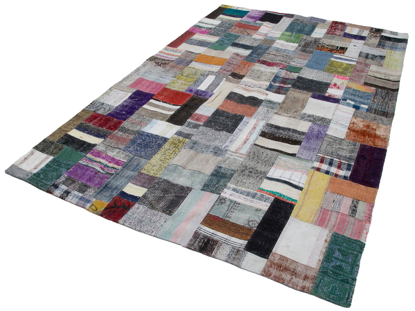 Isabelline Tearia Grey Patchwork Wool Handmade Area Rug | Wayfair