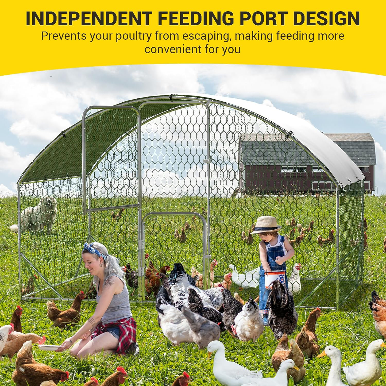 Tucker Murphy Pet™ Large Metal Chicken Coop, Metal Chicken Run with ...