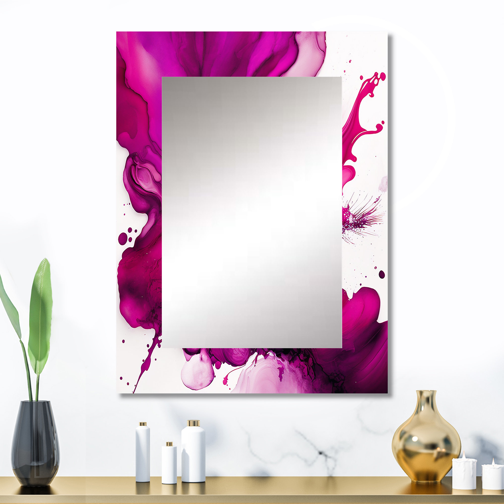 East Urban Home Ancient Mystery In Viva Magenta II - Pink Modern Wall Mirror | Wayfair