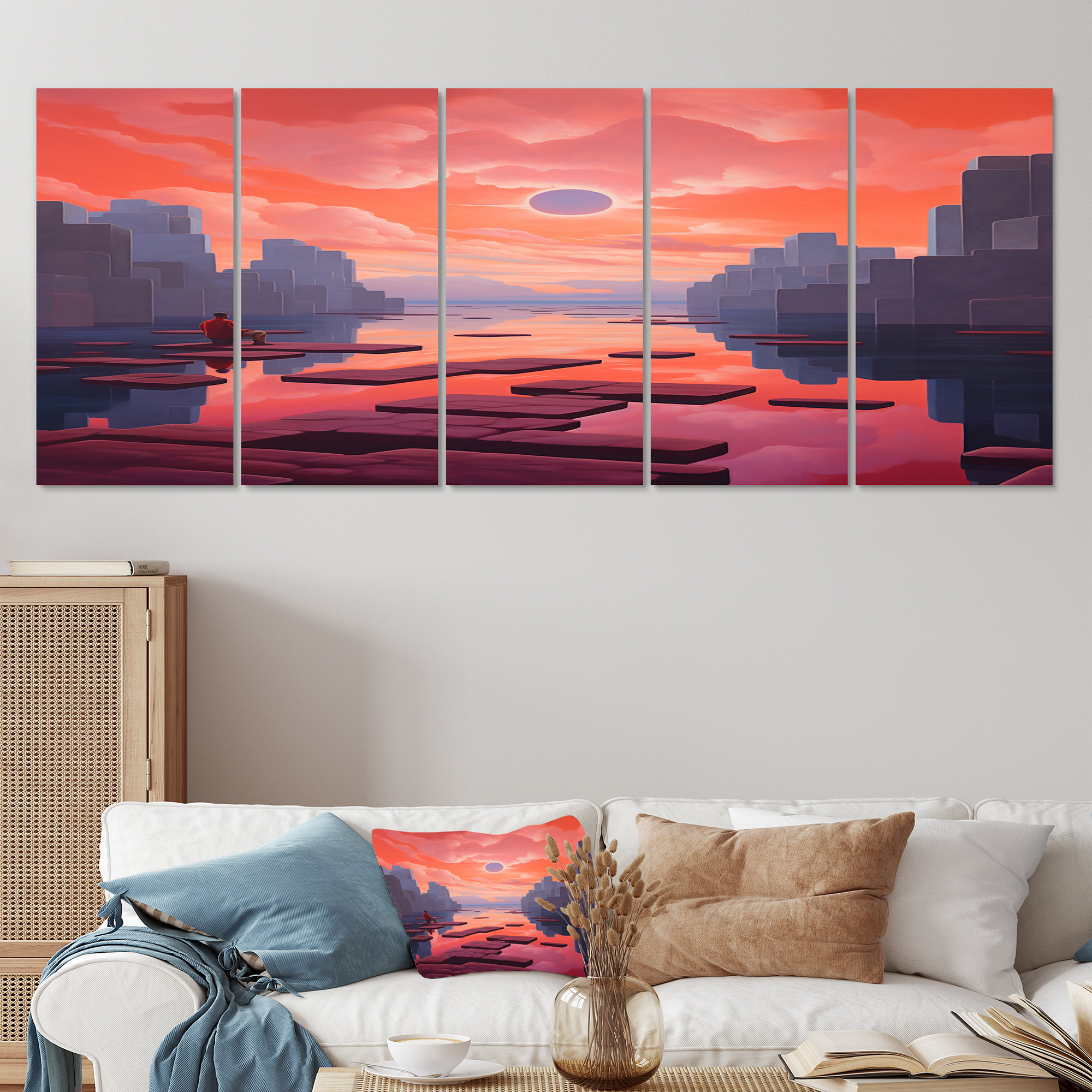 Latitude Run® Red Nostalgia - Abstract Landscape Wall Art 5 Piece | Wayfair