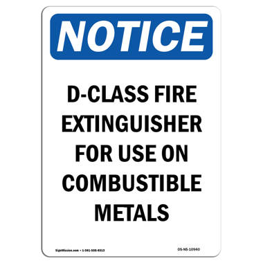 SignMission D-Class Fire Extinguisher for Use on Combustible Metals ...