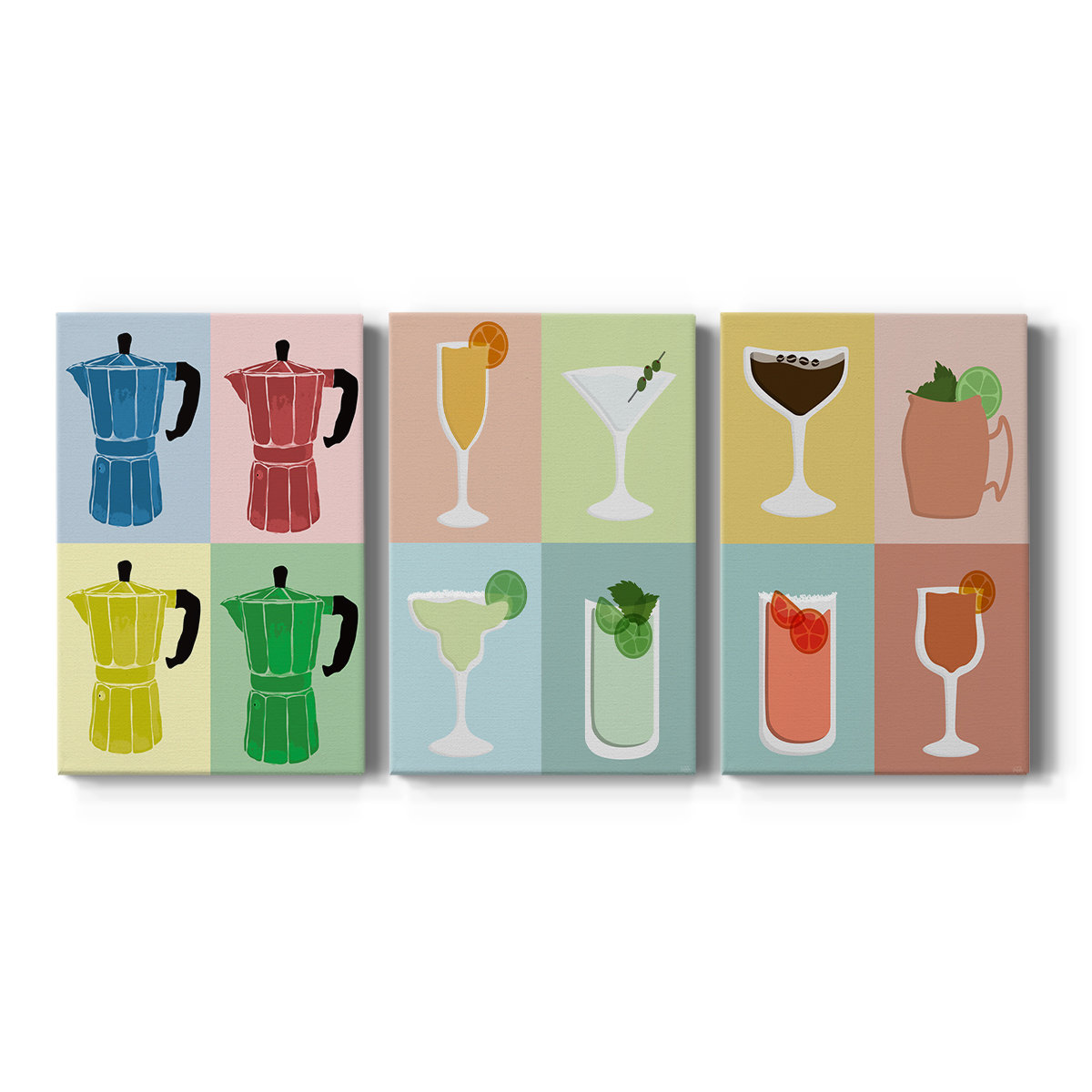 Latitude Run® Moka Pot Colorblock -Custom Wrapped Gallery Canvas - 3 ...