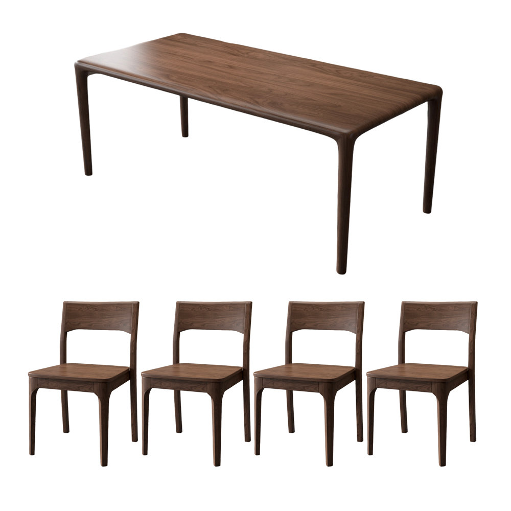 RESROS Simple Texture Walnut Solid Wood Dining Table Set - Wayfair Canada