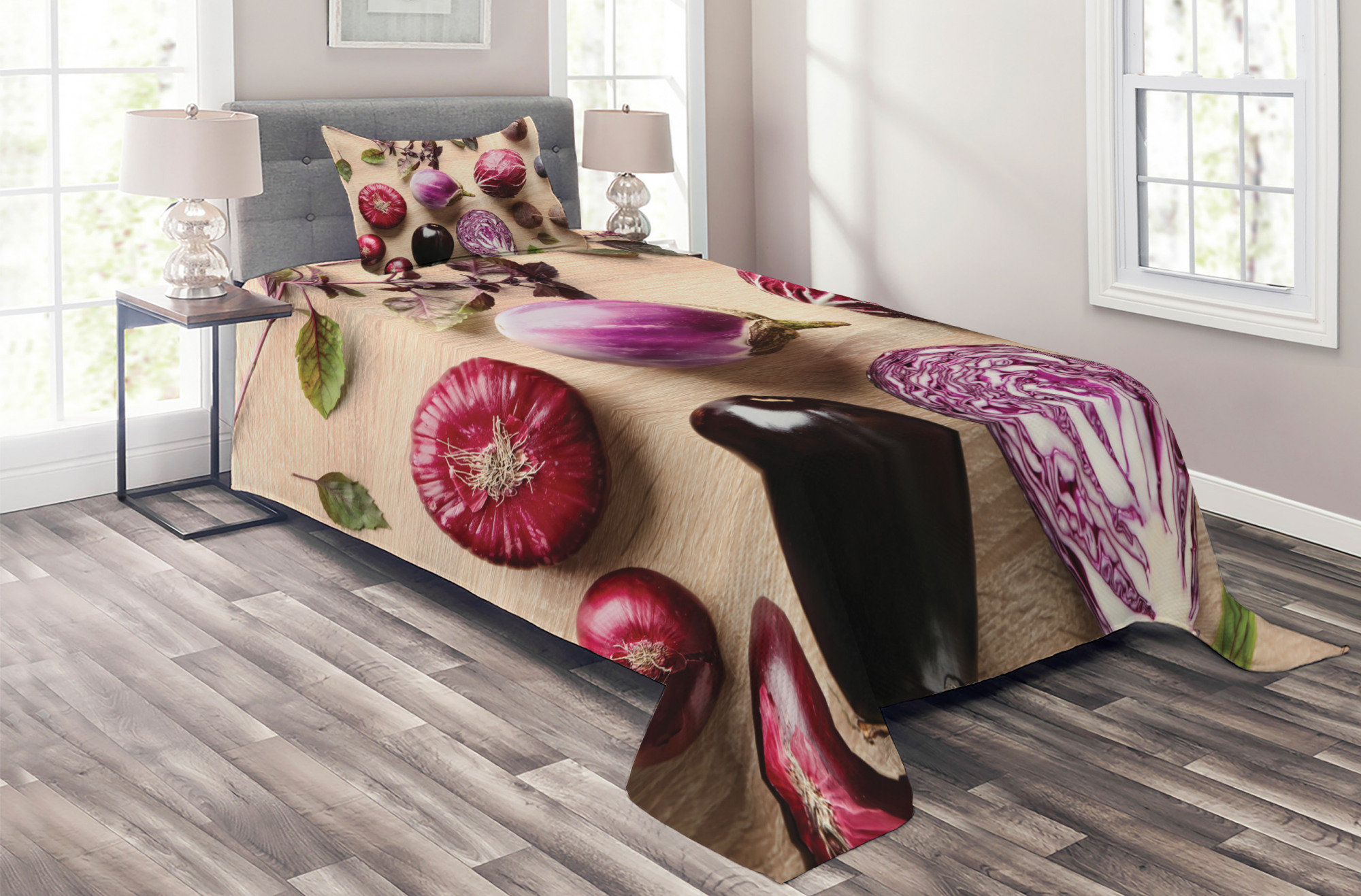 Ambesonne Fresh Vegetables and Figs Coverlet Set | Wayfair
