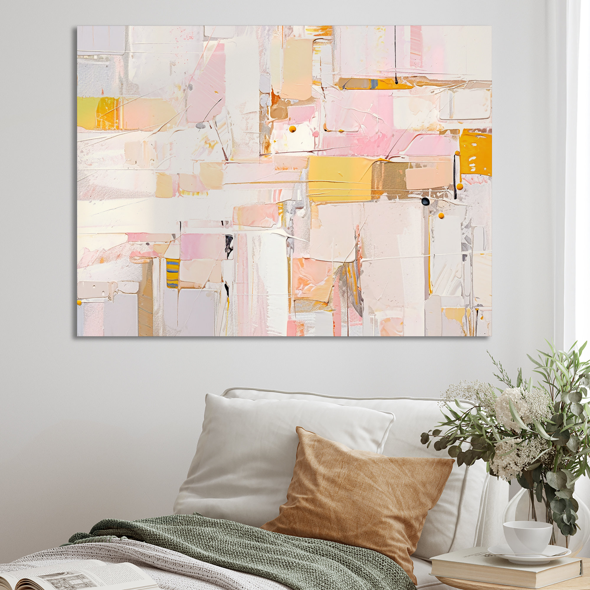 Wrought Studio™ Pink And Gold Abstract Shadows - Abstract Shapes Canvas ...