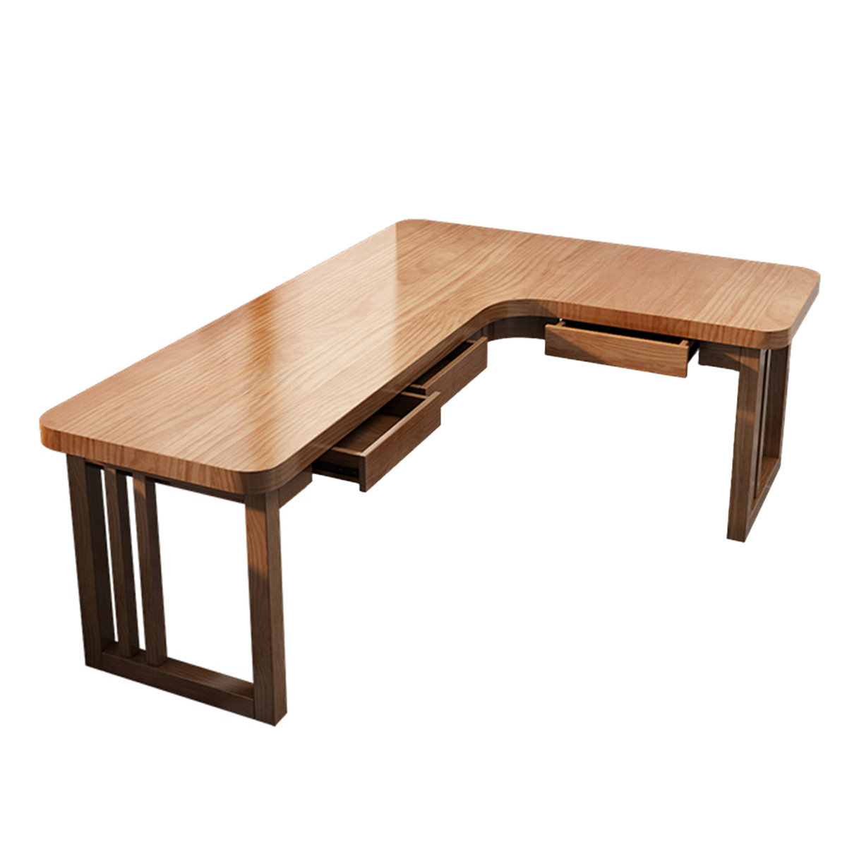 Corrigan Studio® L-Shaped Solid Wood Corner Desk for Home Use | Wayfair