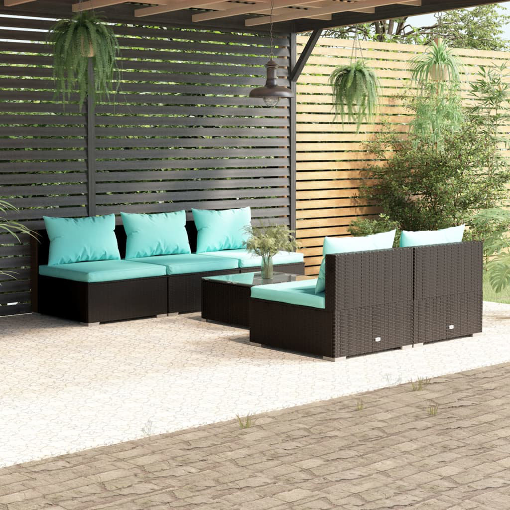 Latitude Run® 6 Piece Patio Lounge Set with Cushions Poly Rattan | Wayfair