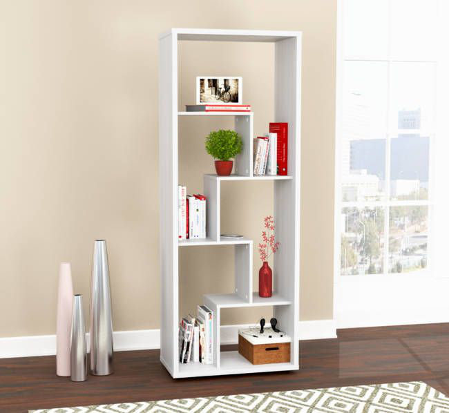 Latitude Run® White Finish Wood Five Shelf Open Bookcase - Wayfair Canada