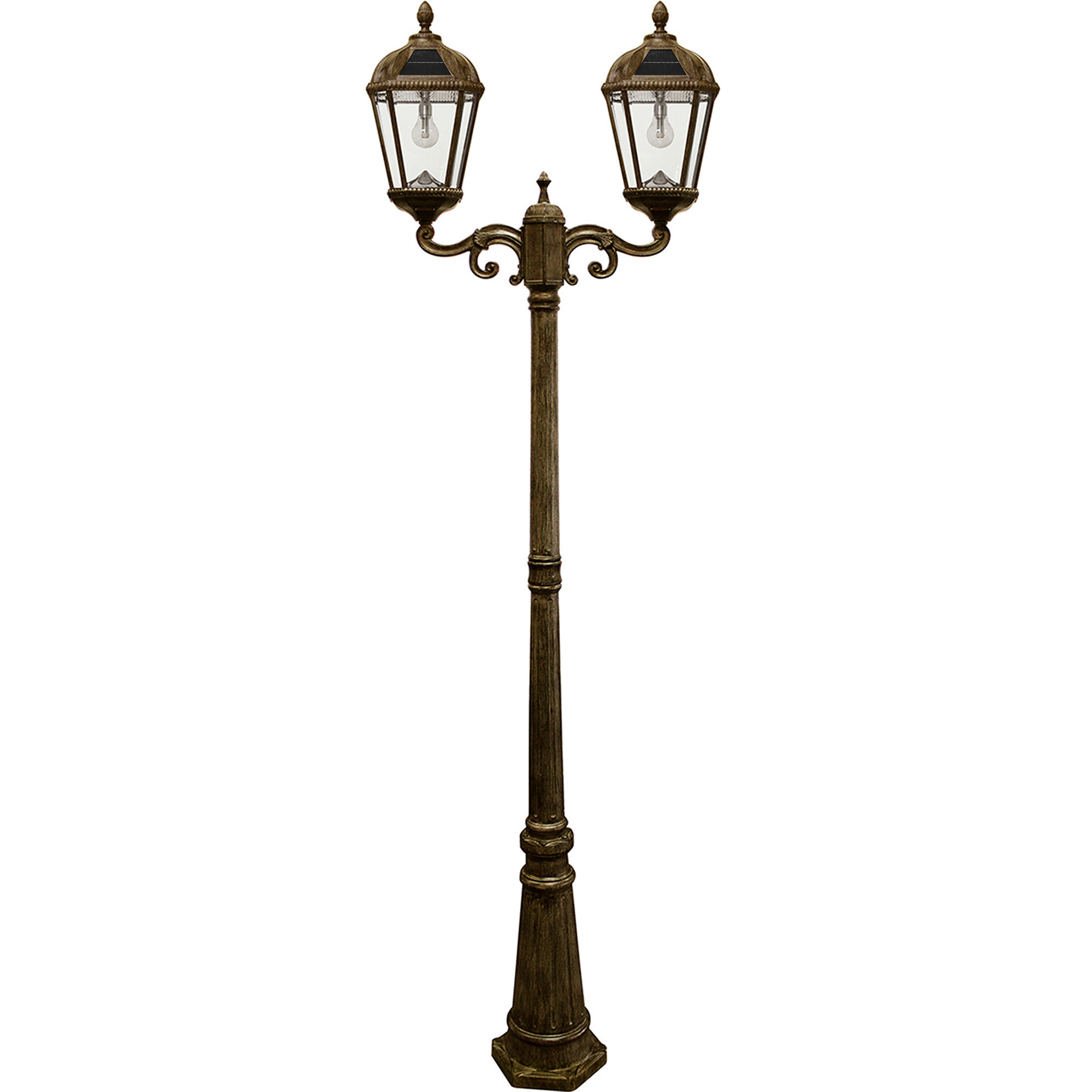Gama Sonic Royal Brown 2-Light 89" H Solar Powered Lamp Post (Full ...