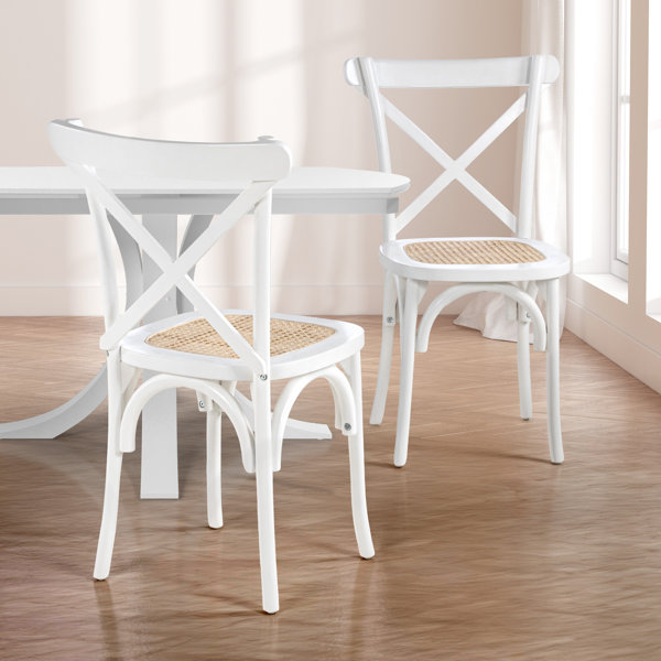 Beachcrest Home™ Raegan Solid Wood Cross Back Side Chair Dining Chair ...