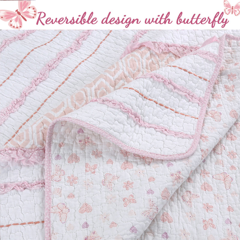 Cozy Line Home Fashion Pretty in Pink Pink/White Standard Cotton ...