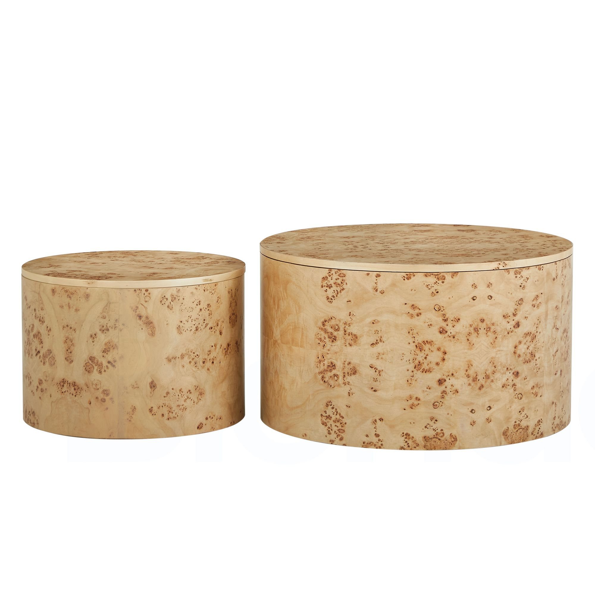 Brayden Studio® Nested Round Coffee Table Set with Burl Wood Veneer - 2 ...