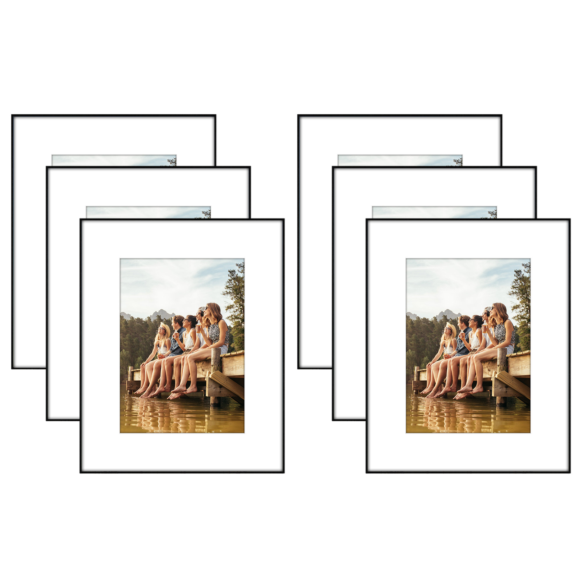 Americanflat Front Loading Picture Frame Set With Mat - Perfect For ...