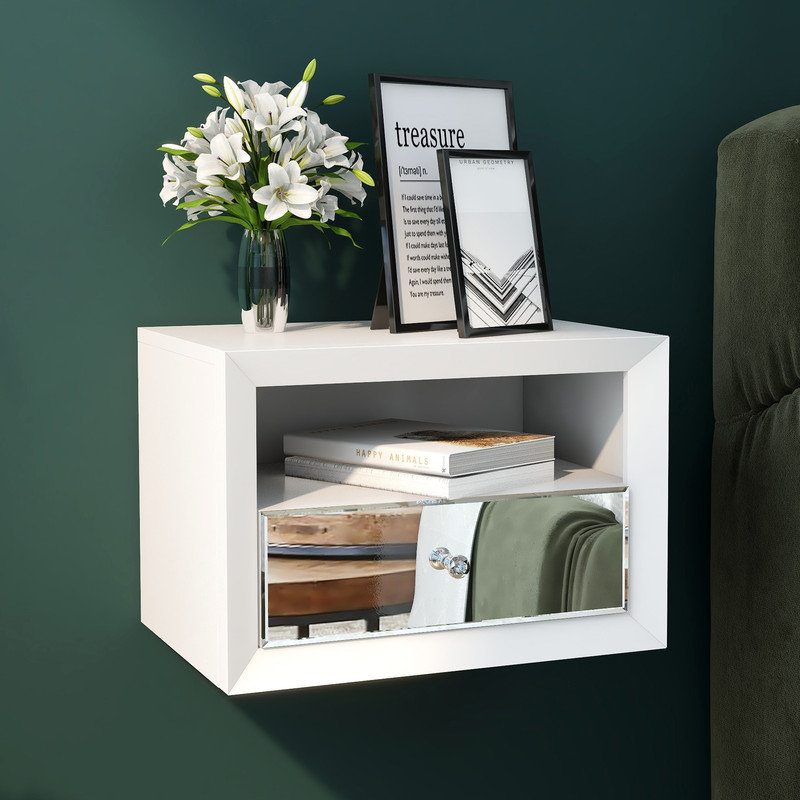 Wrought Studio Modern Floating Bedroom Nightstand with Storage Drawer ...