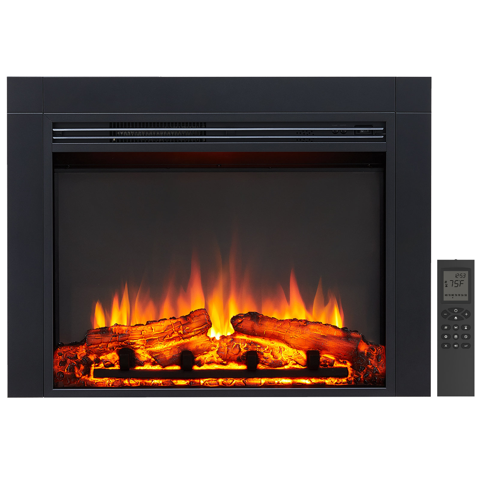 Symple Stuff Stefon Electric Fireplace Insert with Dimmable LED Flame ...
