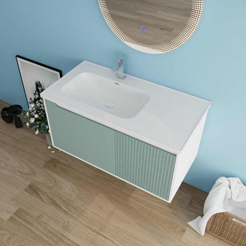 Ebern Designs Anjonette 39.6'' Single Bathroom Vanity with Ceramic Top ...