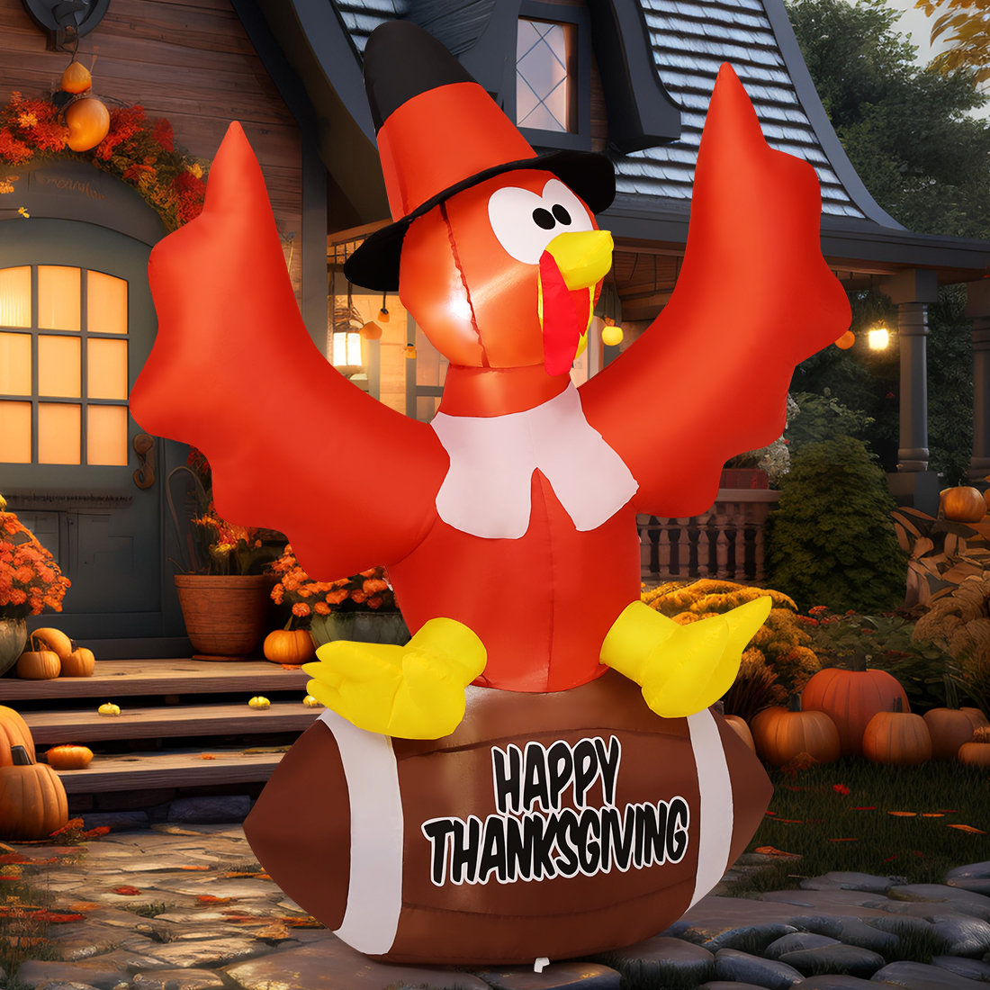 The Holiday Aisle® Thanksgiving Inflatable 5 FT Thanksgiving Turkey ...