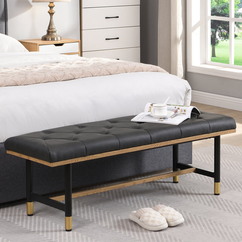 Ebern Designs Makayla Faux Leather Upholstered Bench | Wayfair