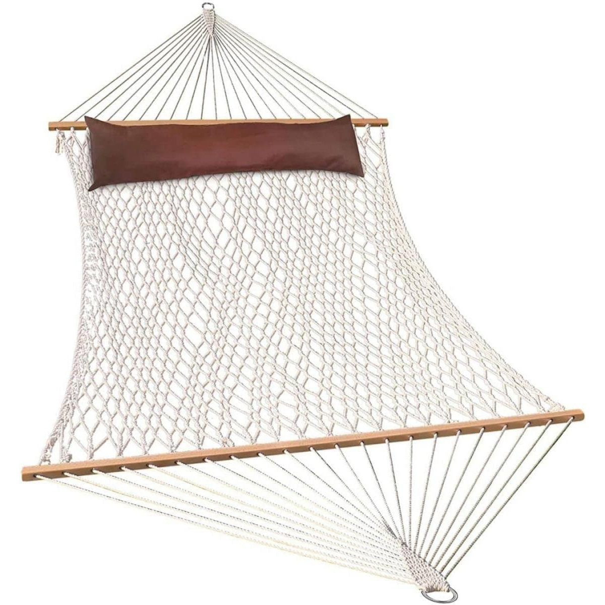 Arlmont & Co. Double Rope Hammock, 2 Person Traditional Outdoor Hand ...