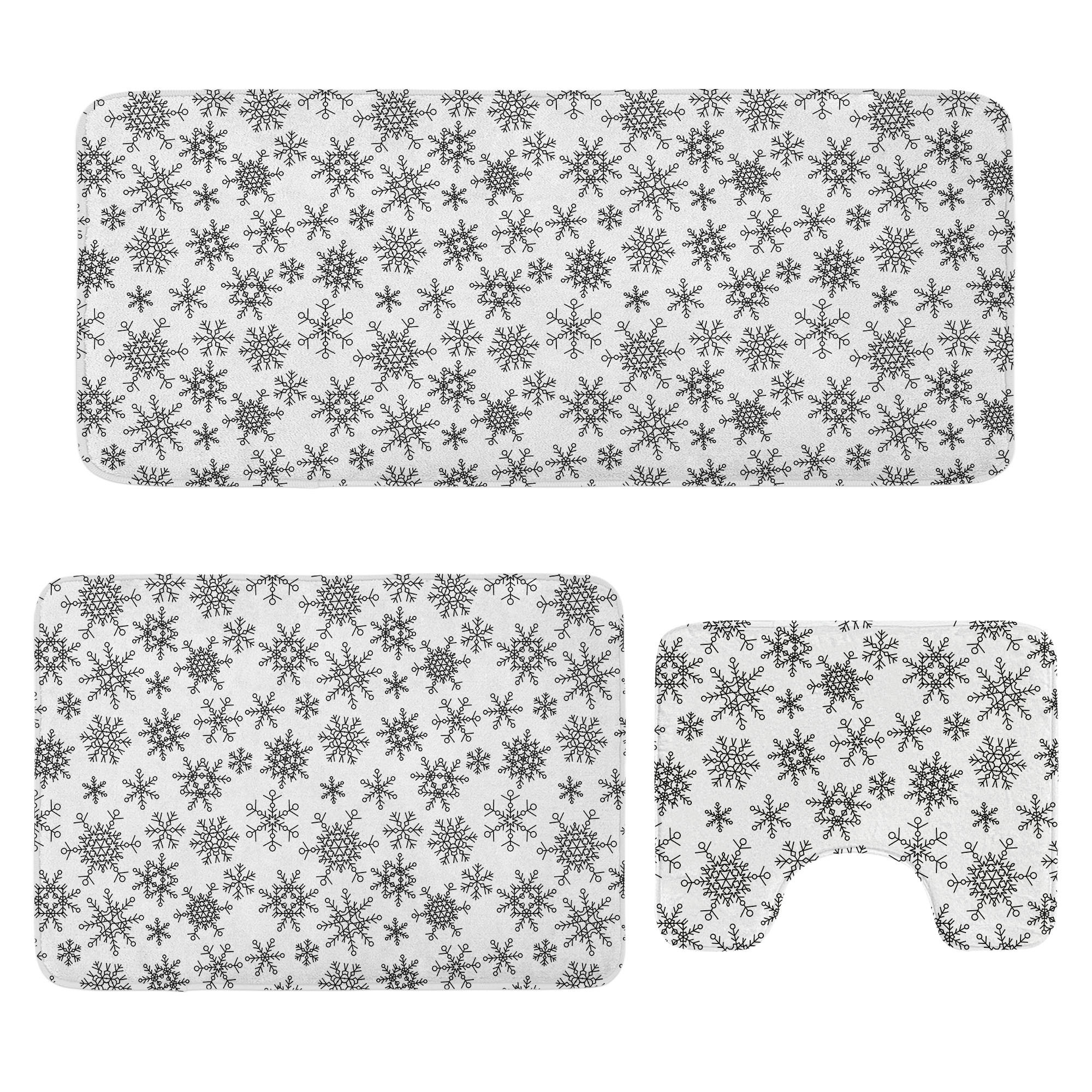 East Urban Home Snowflake Bathroom Rug Set 3 Pieces U-Shape & Rectangle ...
