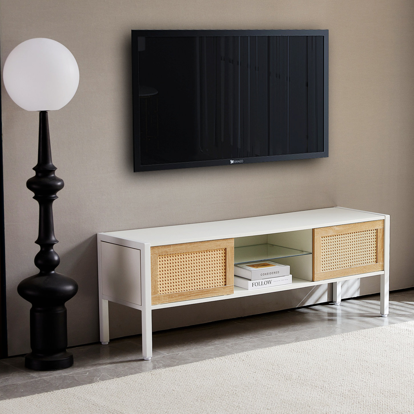 Bayou Breeze Caetlin Storage Credenza, Tv Stand, Rattan TV Cabinet With ...