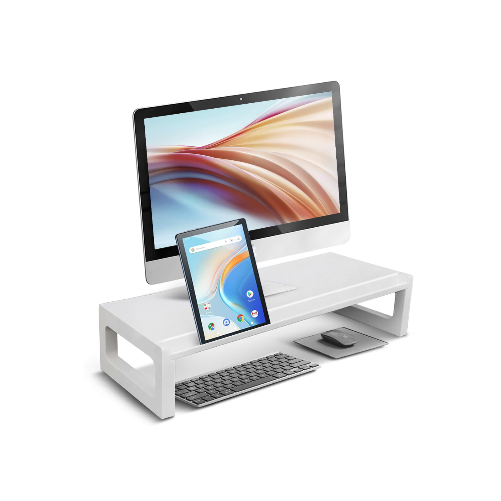 George Oliver 22" Multi-Slot Computer Monitor Stand, Multi-Purpose Desk ...