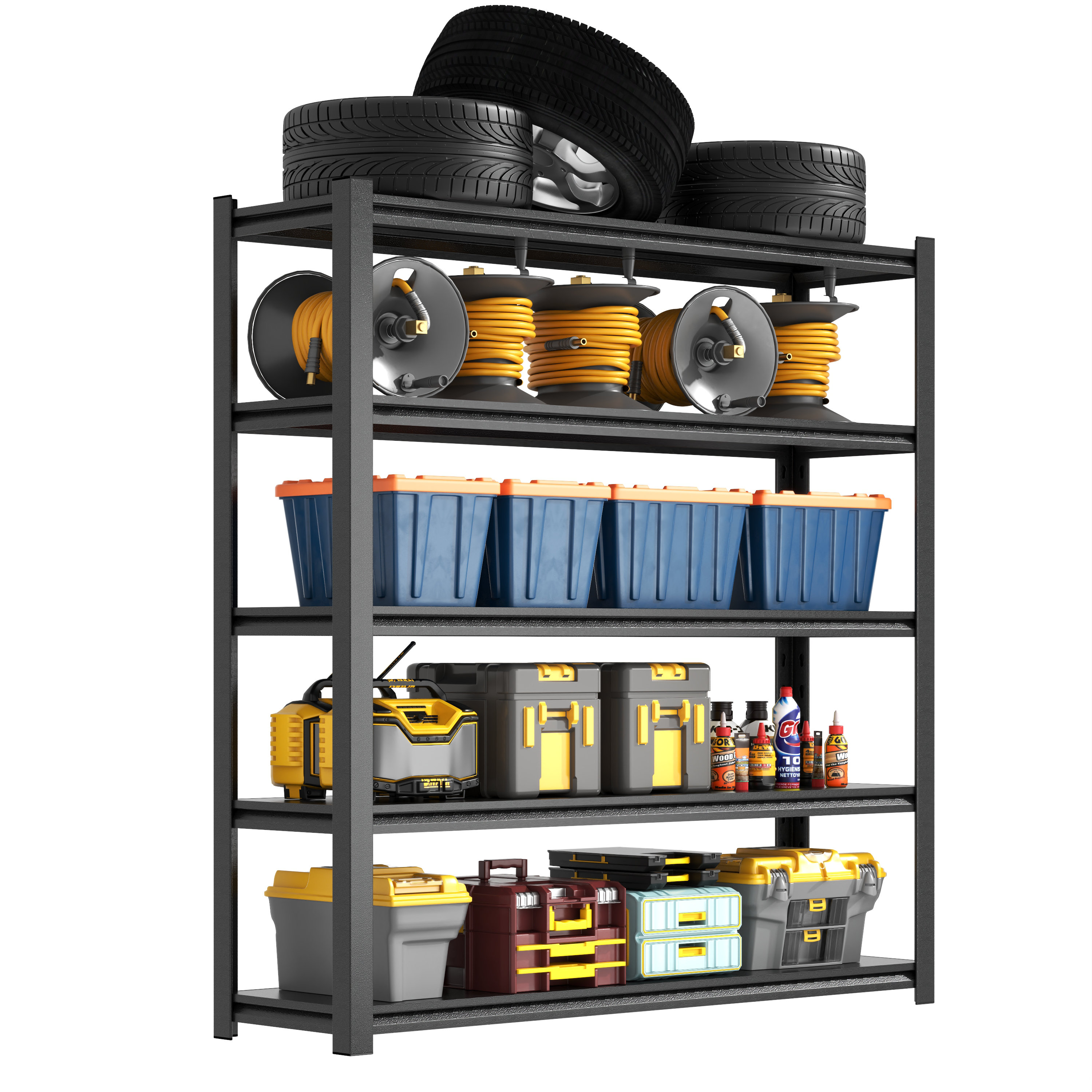 Rebrilliant 5 Tier Adjustable Heavy Duty Metal Garage Storage Shelves ...