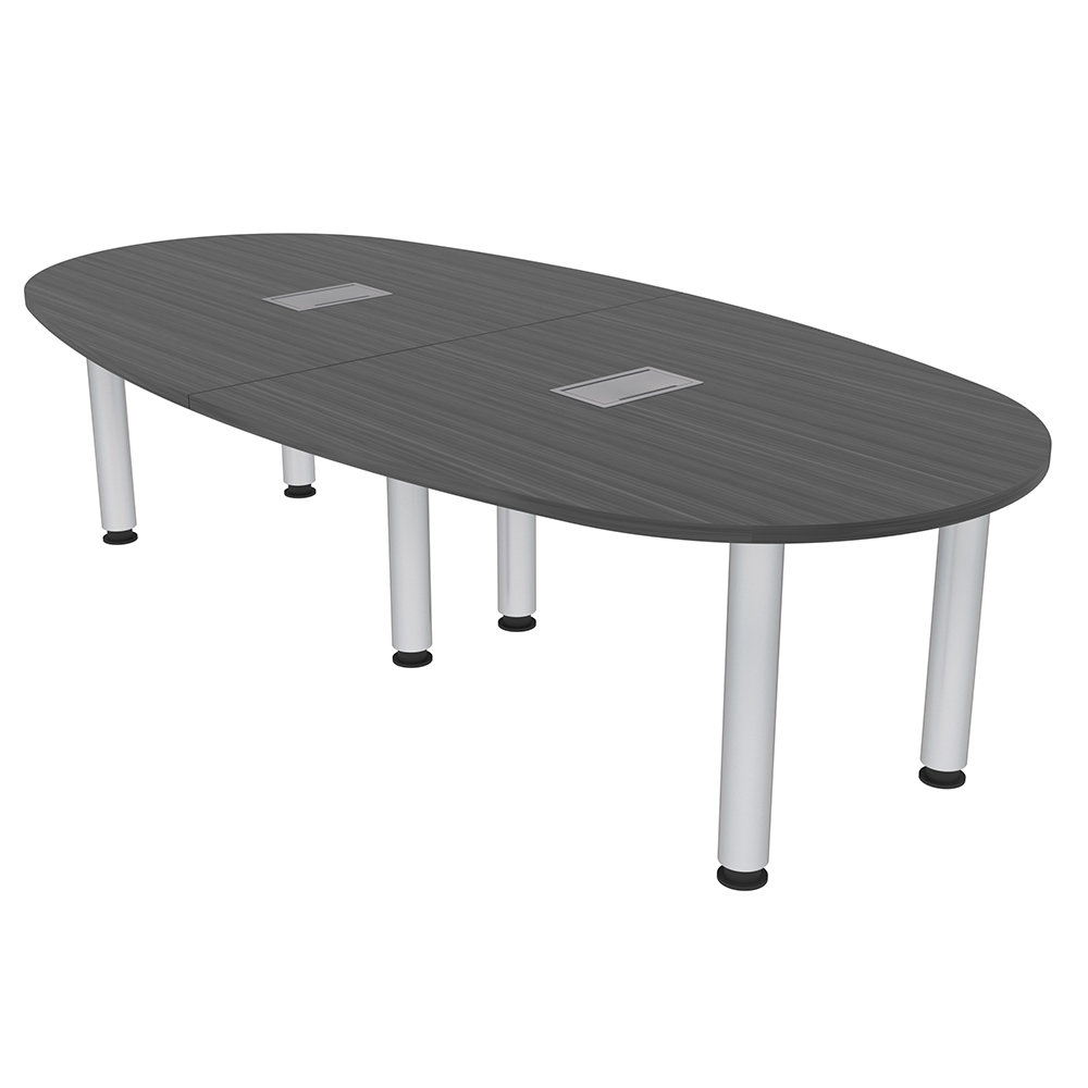 Skutchi Designs, Inc. Boat-Oval Conference Table w Silver Post Legs ...